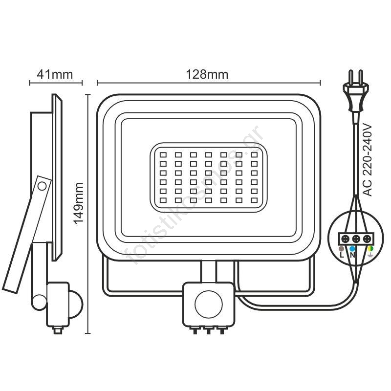Προβολέας LED με αισθητήρα LED/20W/230V 4000K IP44 | Fotisti kosmos