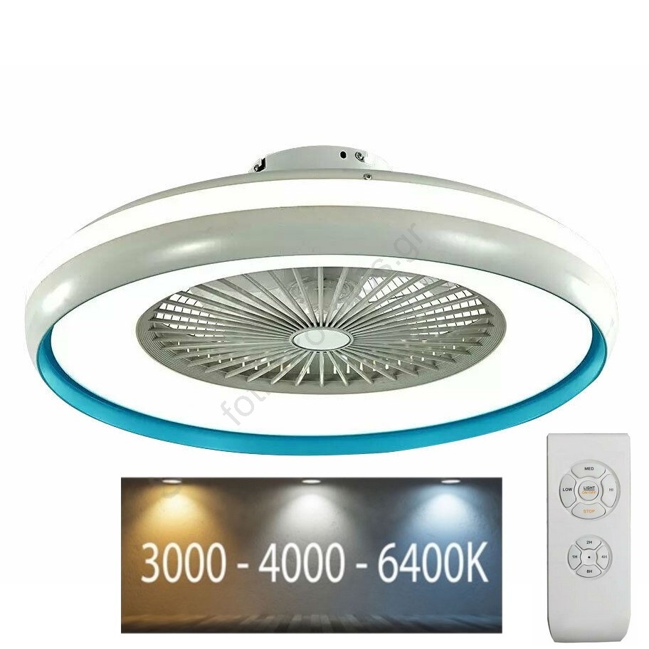 Φωτιστικό οροφής LED με ανεμιστήρα LED/45W/230V 3000/4000/6500K μπλε ...