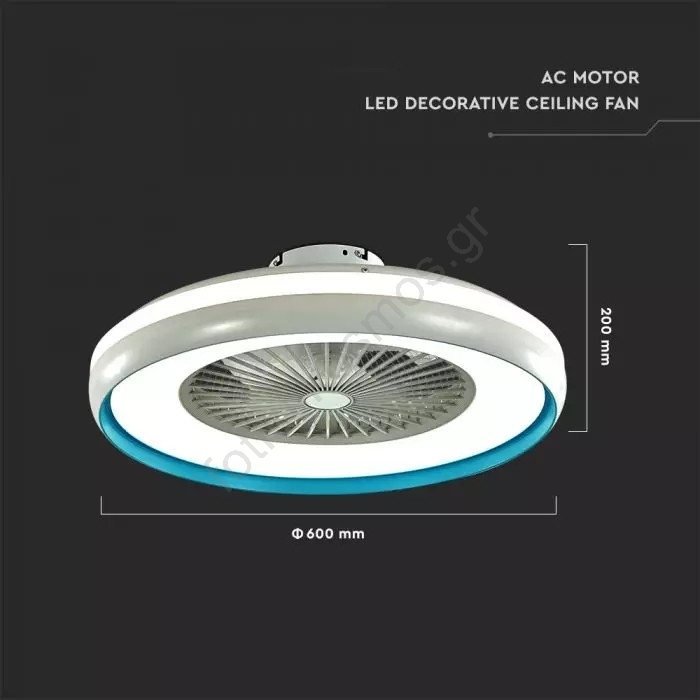 Φωτιστικό οροφής LED με ανεμιστήρα LED/45W/230V 3000/4000/6500K μπλε ...