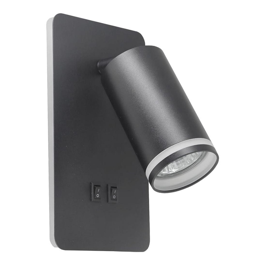 Φωτιστικό σποτ τοίχου LED ΠΑΡΙΣΙ 1xGU10/10W/230V + LED/6W/230V μαύρο ...