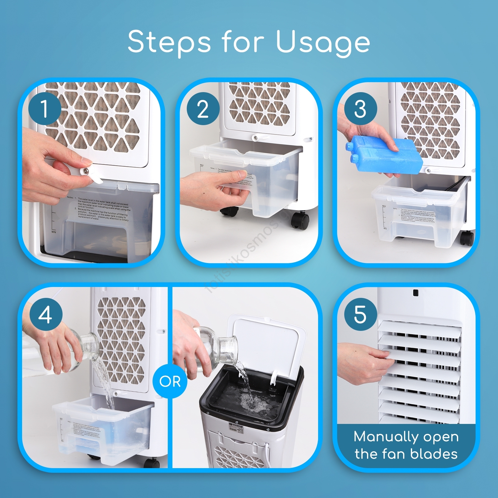 Aigostar - Φορητό κλιματιστικό air cooler 60W/230V λευκό/μαύρο ...