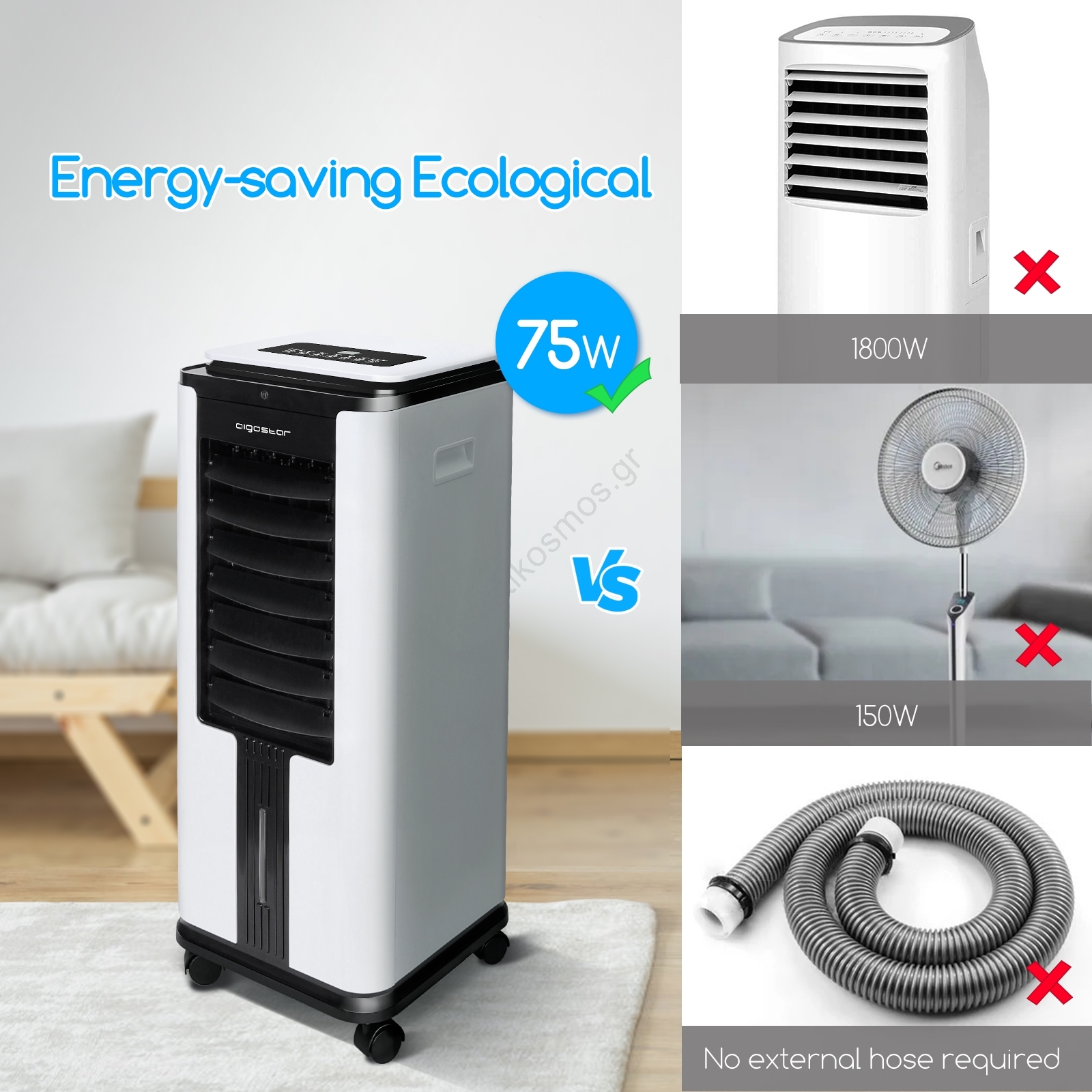 Aigostar - Air cooler 75W/230V μαύρο/ασημί + τηλεχειριστήριο | Fotisti ...