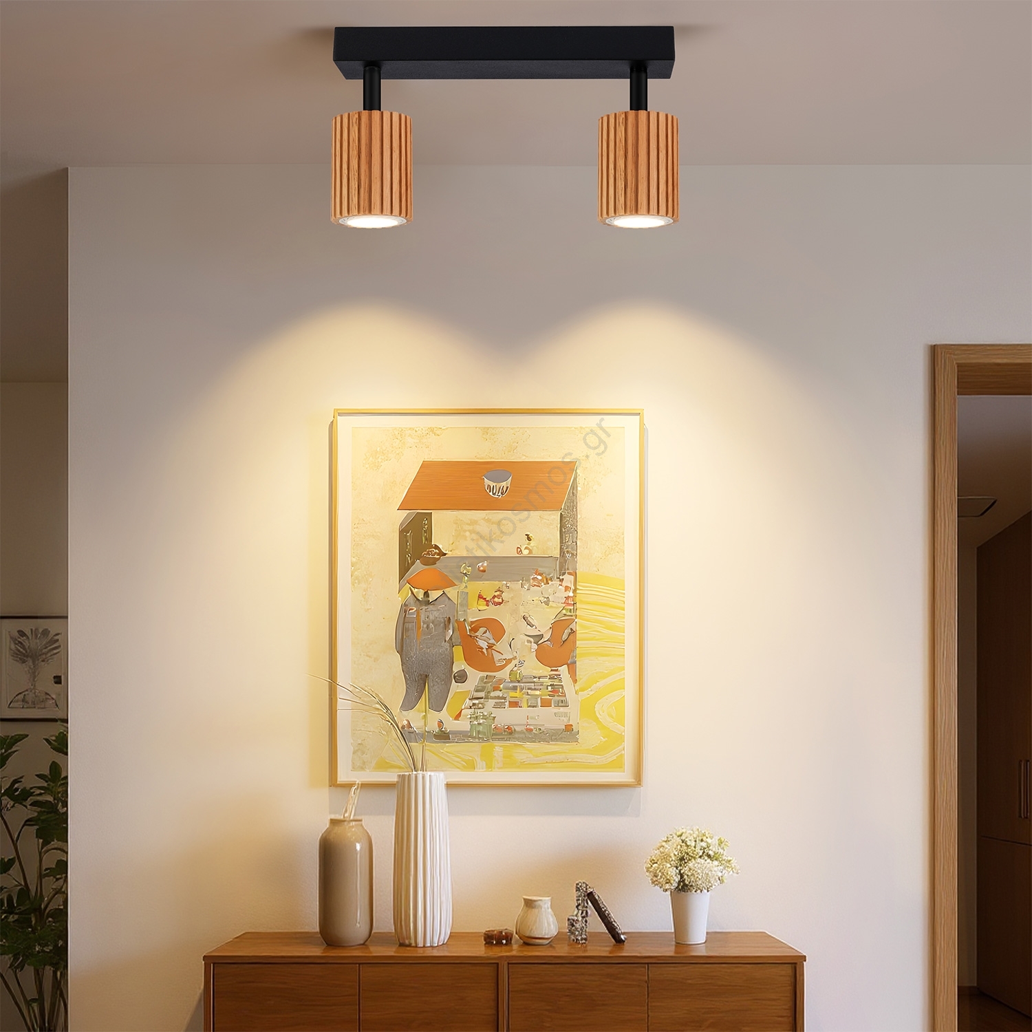 Brilagi - Φωτιστικό σποτ MODERN WOOD 2xGU10/8W/230V από ξύλο ...