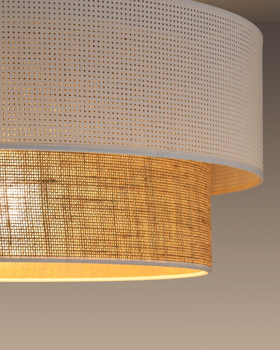 Φωτιστικό οροφής BORHO 1xE27/60W/230V διάμ. 50 cm λευκό/γιούτα ...
