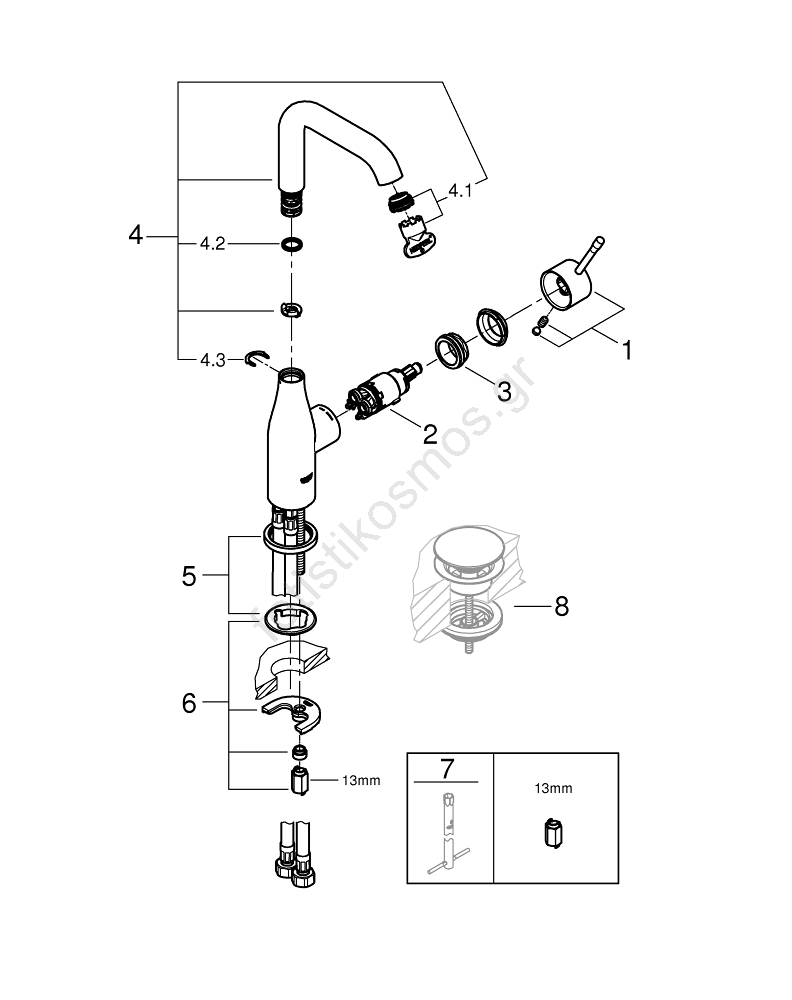 GROHE 23541001 - Μπαταρία νιπτήρα ESSENCE DN 15 γυαλιστερό χρώμιο ...