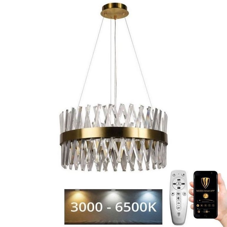 Led Dimmable κρεμαστό φωτιστικό οροφής LED/80W/230V 3000-6500K χρυσαφί ...